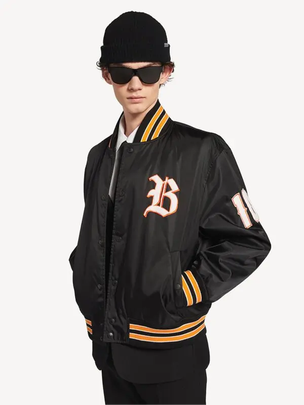 Balenciaga Varsity Jacket In Bomber Twill - Black
