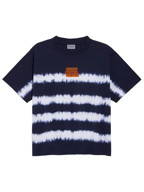 Balenciaga Taped And Dyed Medium Fit T-shirt In Dry Jersey - Blue