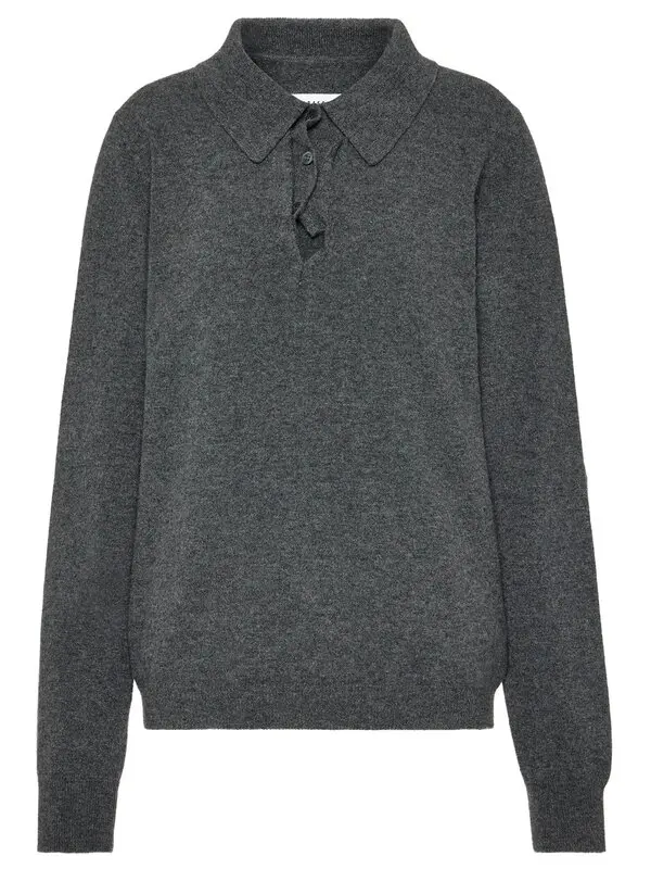 MAISON MARGIELA Draped Collar Wool Polo Sweater