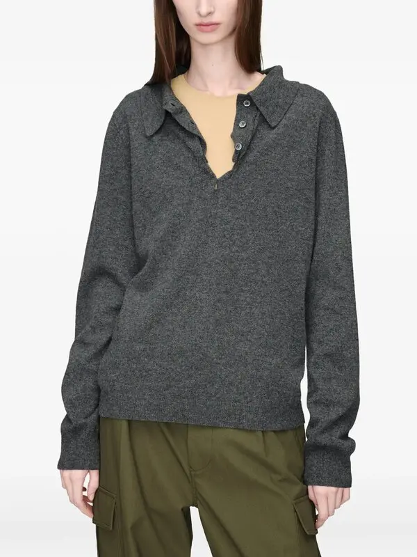 MAISON MARGIELA Draped Collar Wool Polo Sweater