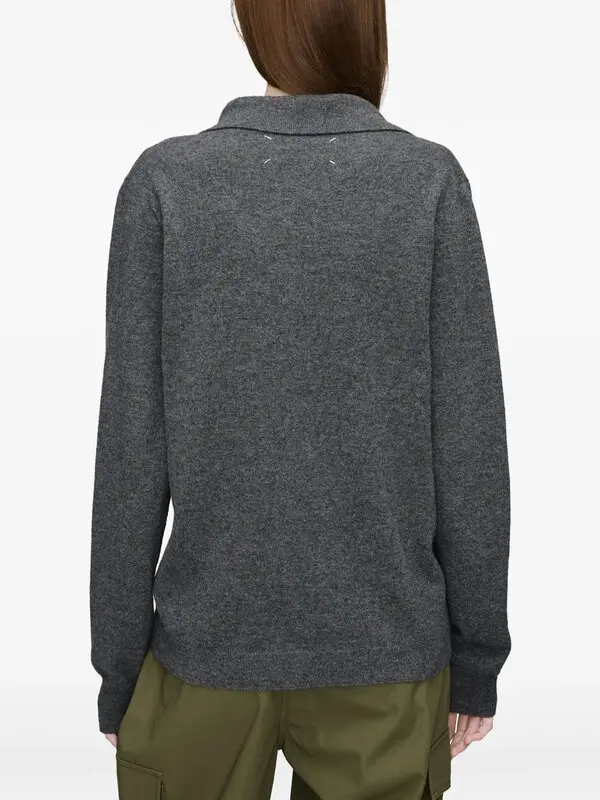 MAISON MARGIELA Draped Collar Wool Polo Sweater