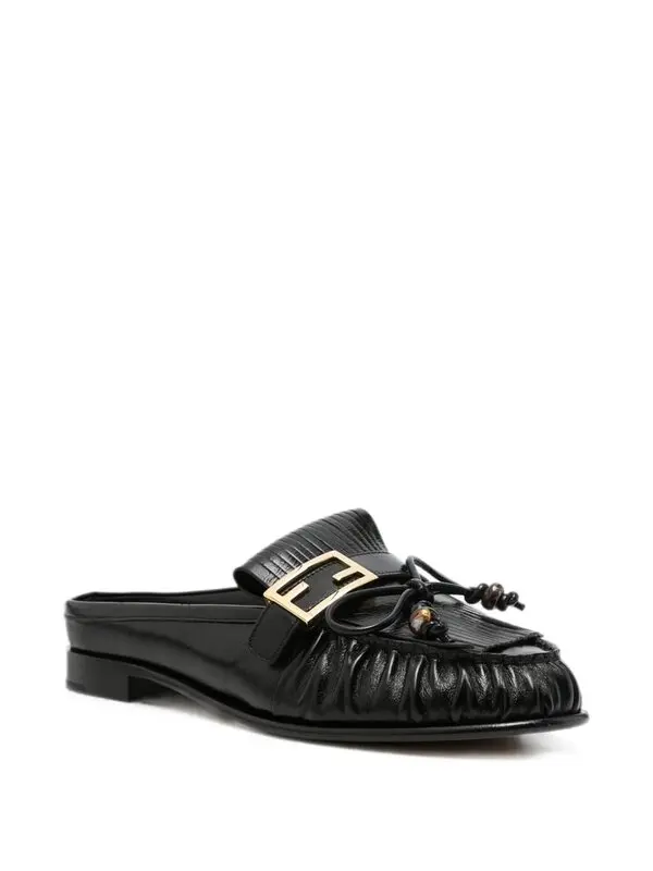 Fendi Leather Sabots - Black