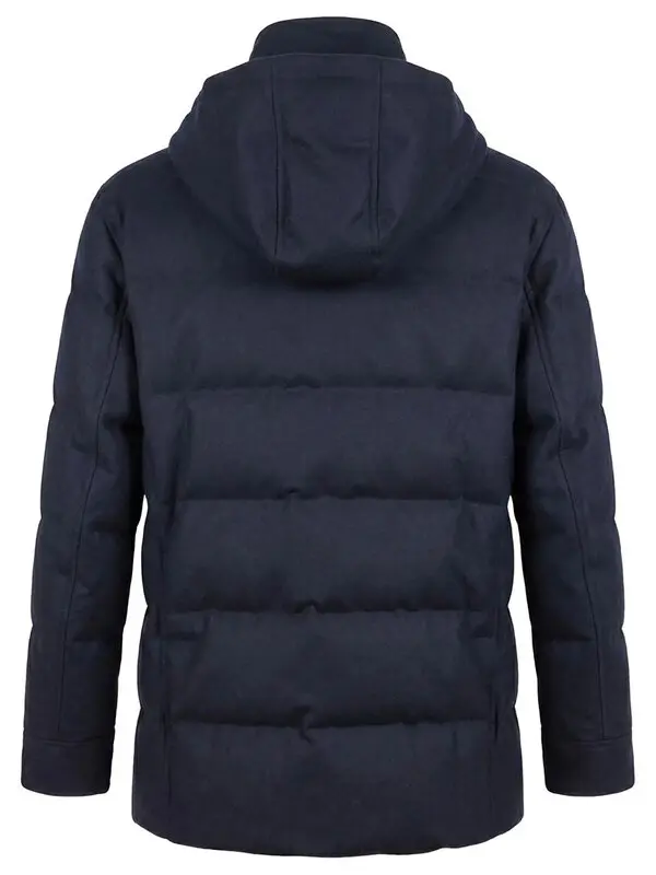 Brunello Cucinelli Bonded Wool Flannel Down Parka With Detachable Hood