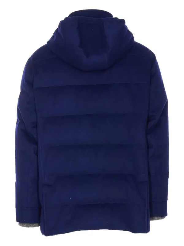 Brunello Cucinelli Bonded Wool Flannel Down Parka With Detachable Hood