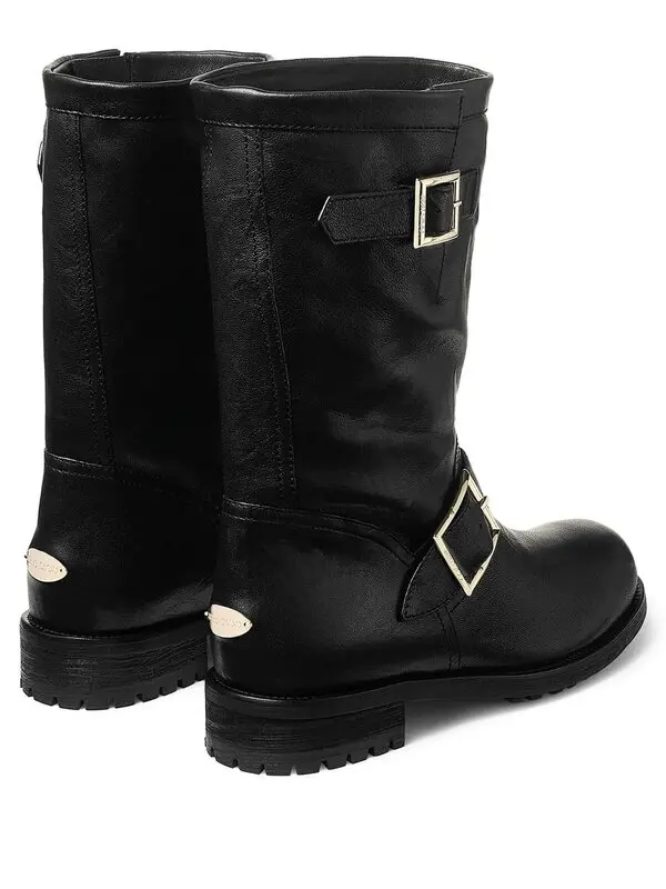 JIMMY CHOO Biker Mid Leather Ankle Boots