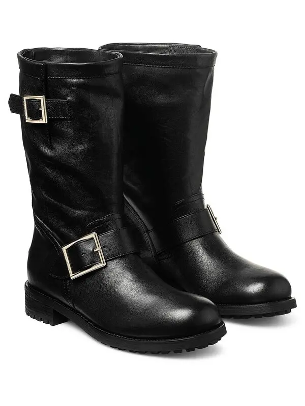 JIMMY CHOO Biker Mid Leather Ankle Boots