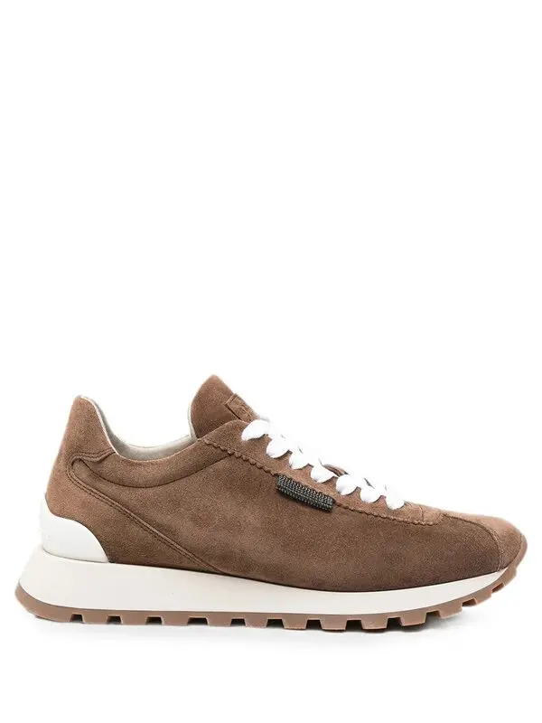 Brunello Cucinelli Suede Runners With Shiny Tab