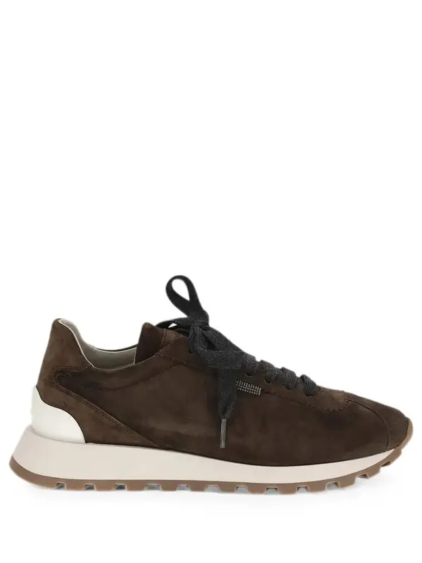 Brunello Cucinelli Suede Runners With Shiny Tab