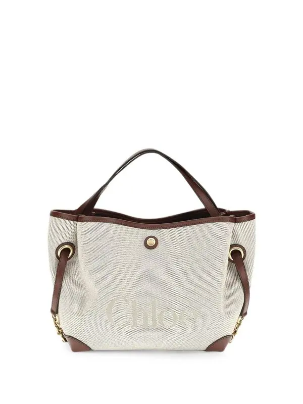 Chloé Small Clover Double Carry Bag In Canvas - Multicolor