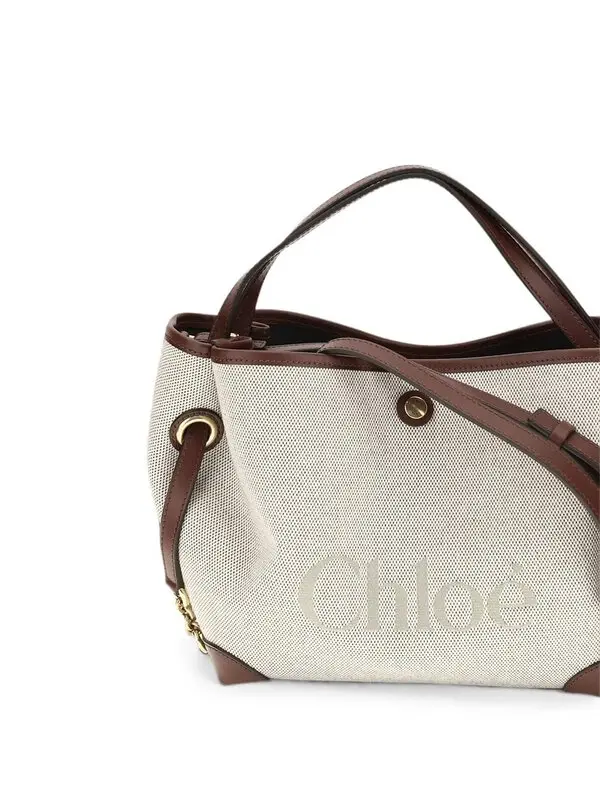 Chloé Small Clover Double Carry Bag In Canvas