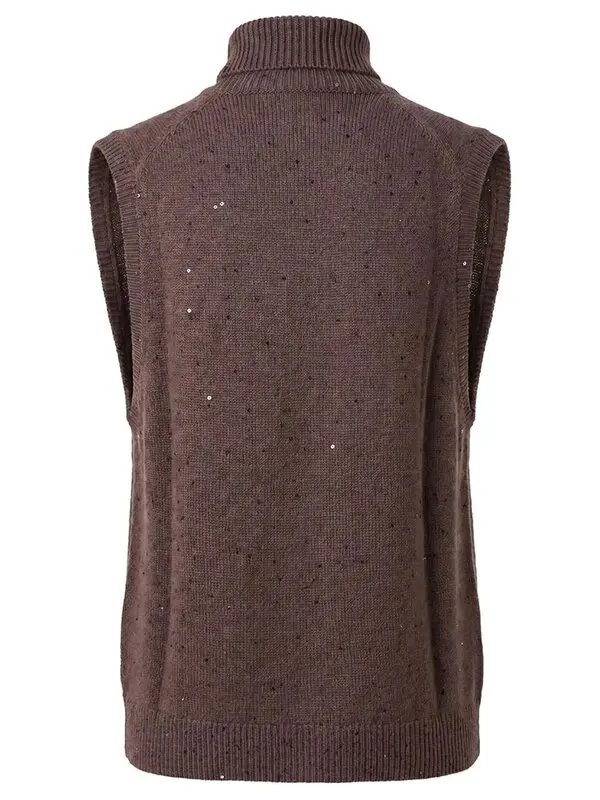 Brunello Cucinelli Cashmere Turtleneck Vest - Brown