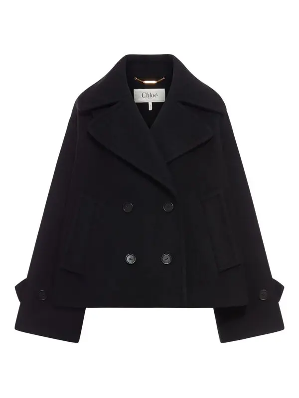 Chloé Oversized Wool Short Coat - Black