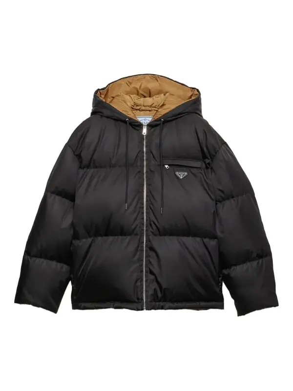 Prada Contrasting Lining Hooded Down Jacket