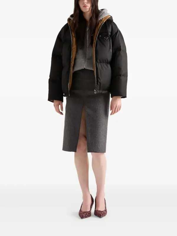 Prada Contrasting Lining Hooded Down Jacket
