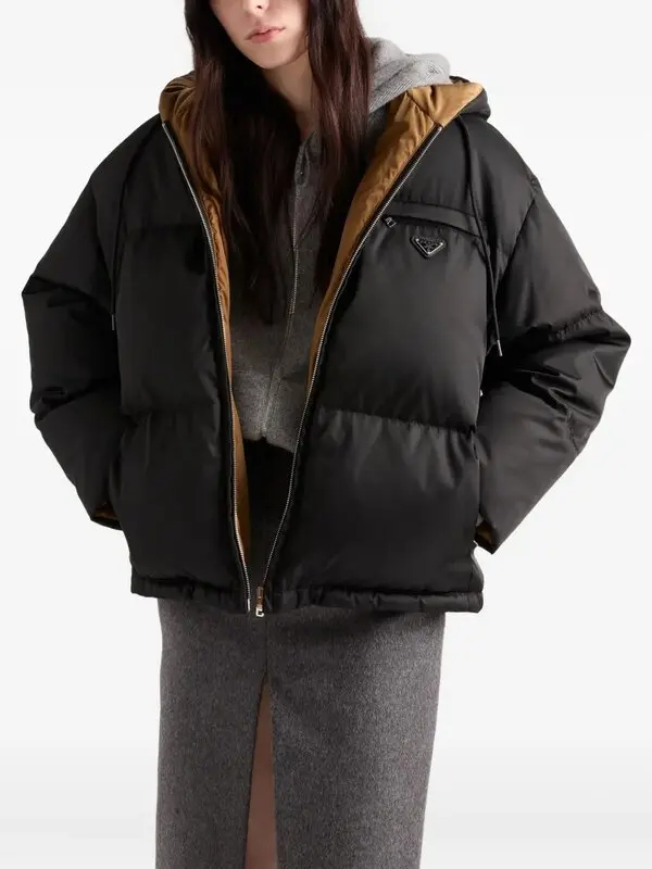 Prada Hooded Down Jacket - Black