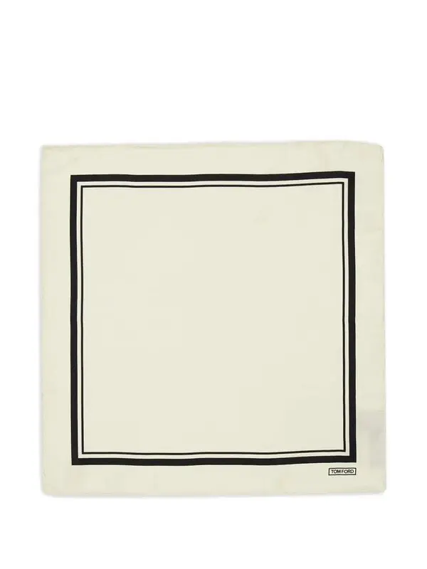 TOM FORD Tonal Frame Silk Pocket Square - White