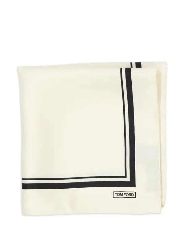 TOM FORD Tonal Frame Silk Pocket Square - White
