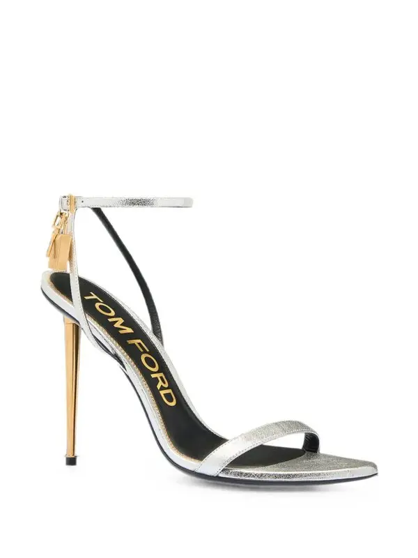 TOM FORD Laminated Nappa Leather Padlock Pointy Naked Sandals