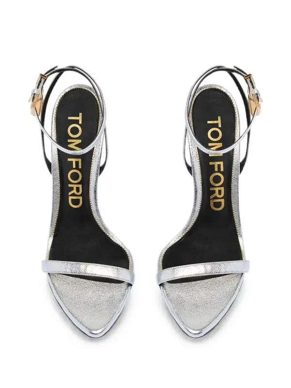 TOM FORD Laminated Nappa Leather Padlock Pointy Naked Sandals