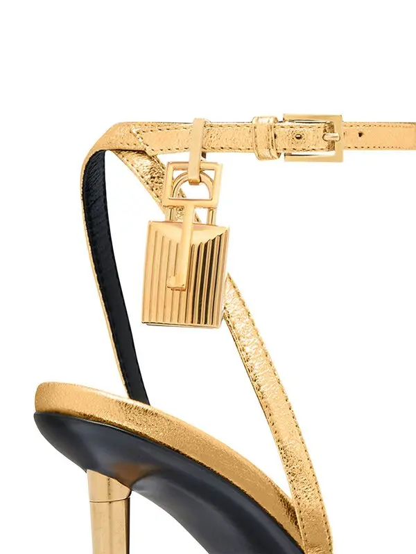 TOM FORD Laminated Nappa Leather Padlock Pointy Naked Sandals