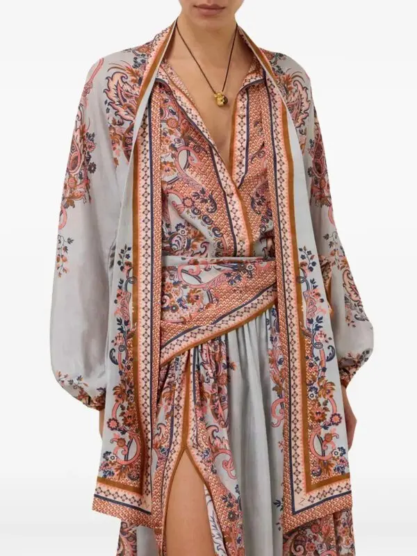 Zimmermann Aster Tie Neck Silk Blouse - Blue