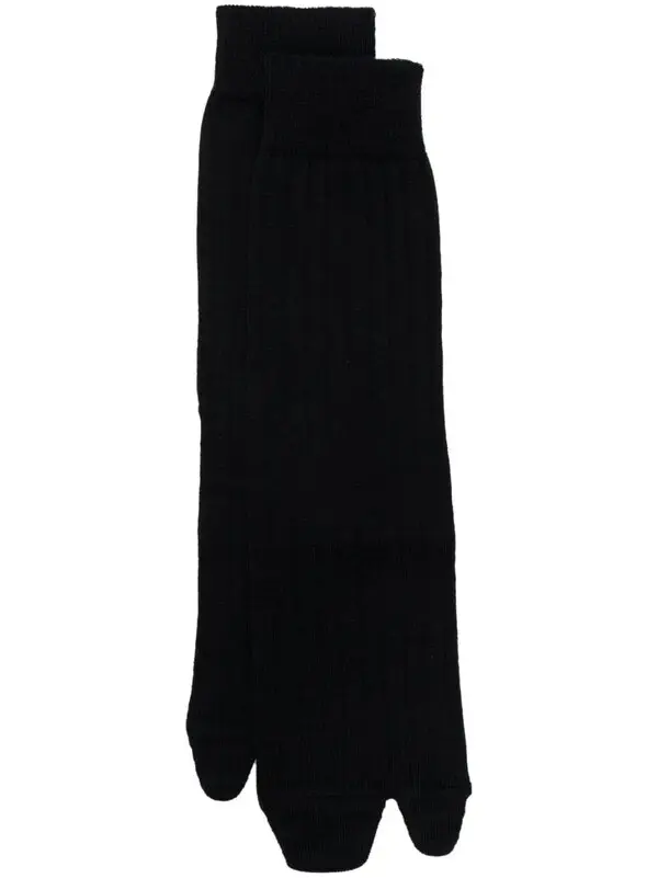 MAISON MARGIELA Jersey-wool Tabi Crew-length Socks - Black