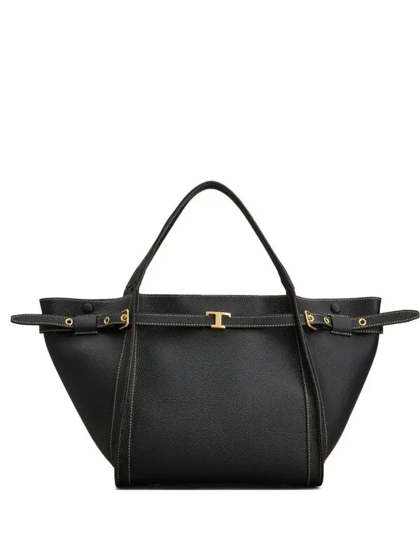 TOD'S T Signature Small Shopping Bag In Leather - Black