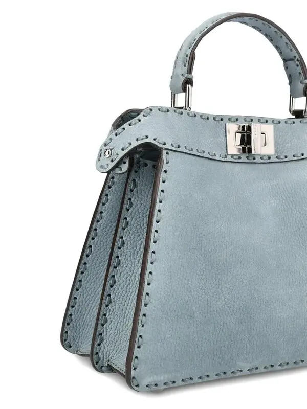 Fendi Peekaboo Iseeu Small Bag In Nubuck Leather - Silver