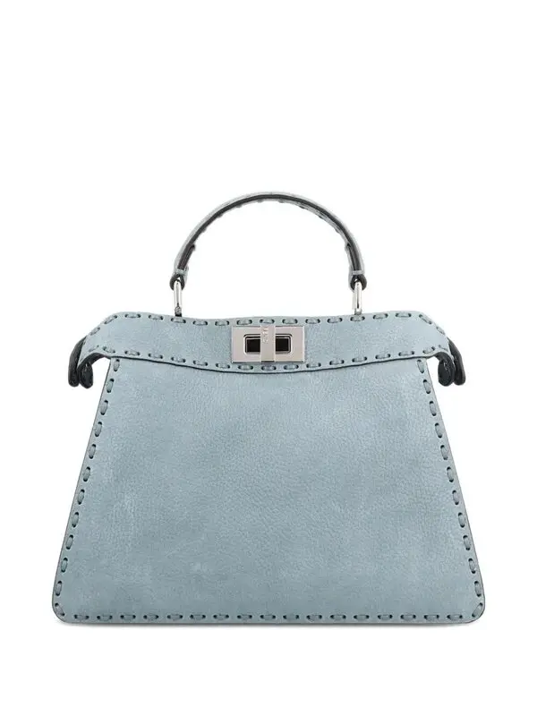 Fendi Peekaboo Iseeu Small Bag In Nubuck Leather - Silver