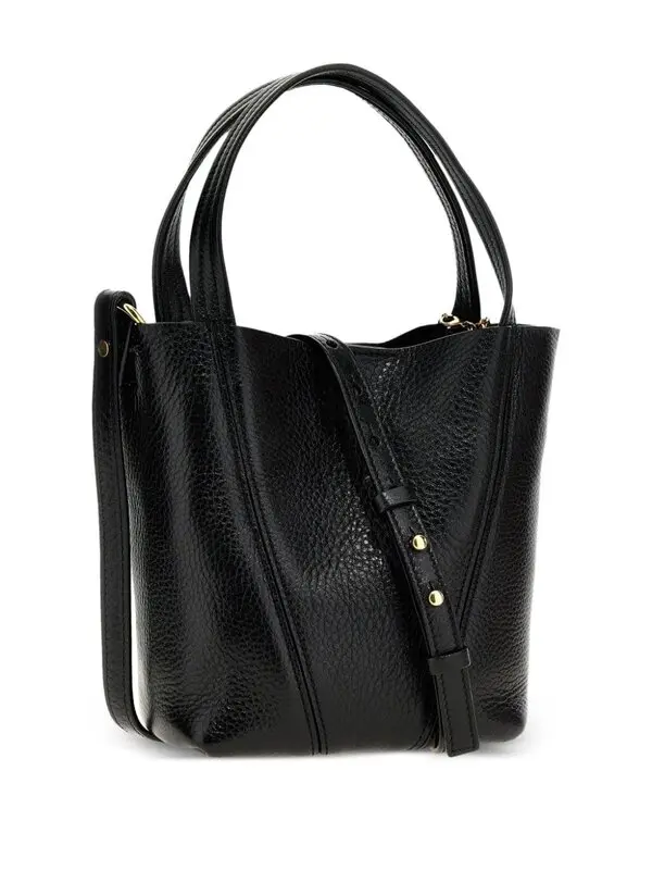 Chloé Small Spin Tote Bag In Grained Leather - Black