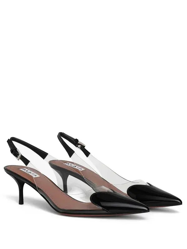 Alaïa Le Cœur Slingbacks In Patent Leather - Black