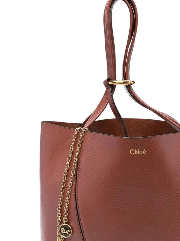 Chloé Spin Tote Bag In Grained Leather - Brown