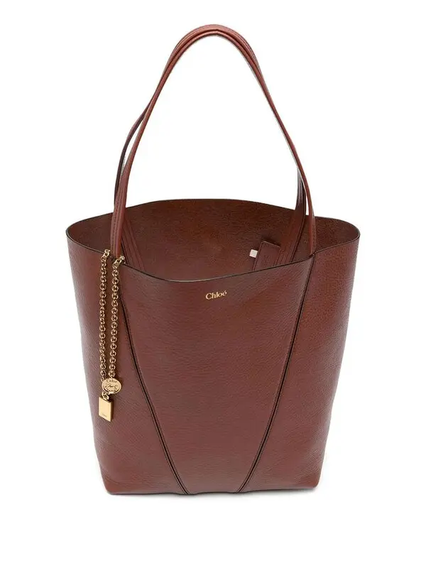 Chloé Spin Tote Bag In Grained Leather - Brown