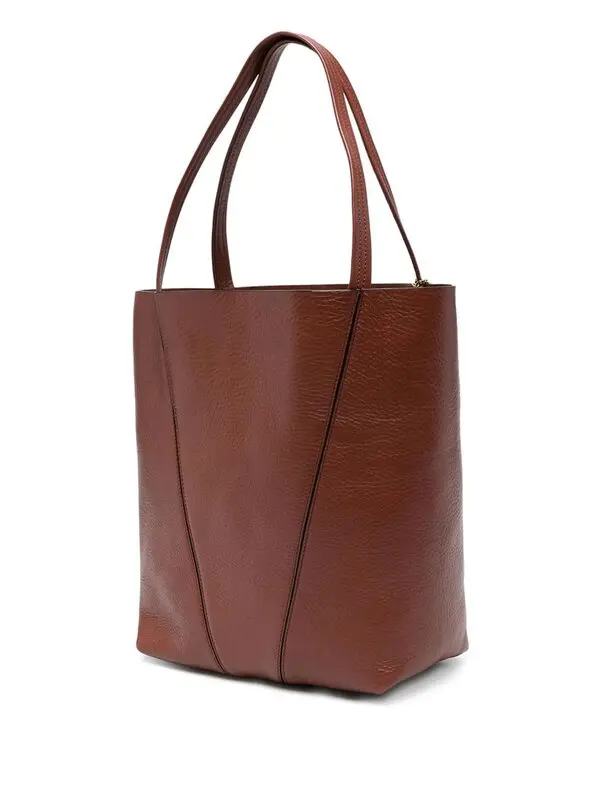 Chloé Spin Tote Bag In Grained Leather - Brown