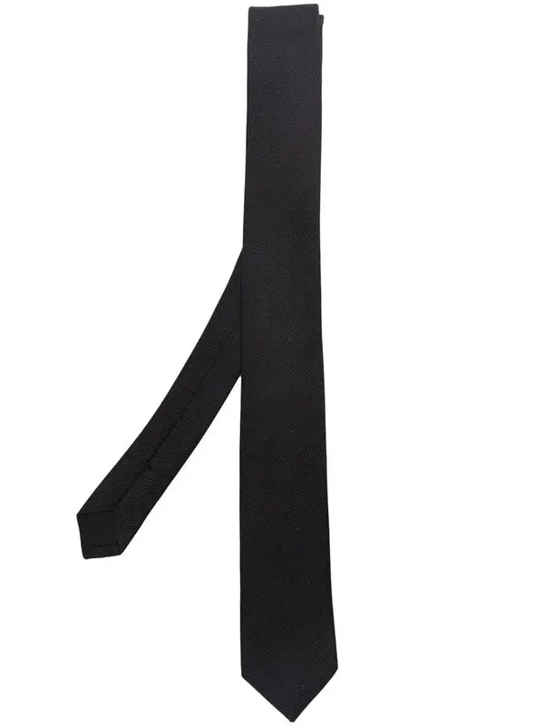 Saint Laurent Signature Evening Skinny Tie In Silk Grosgrain - Black
