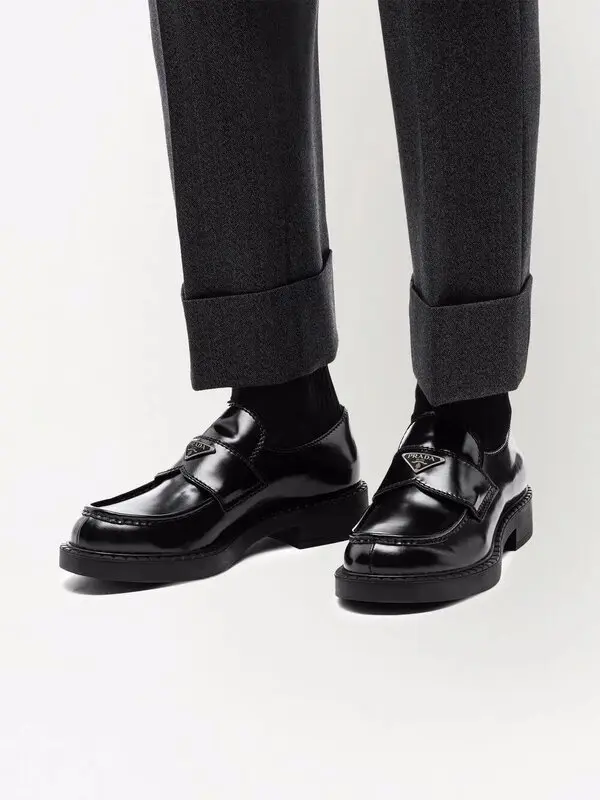 Prada Chocolate Brushed Leather Loafers