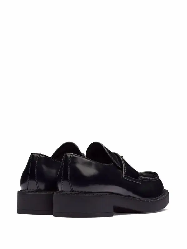 Prada Chocolate Brushed Leather Loafers
