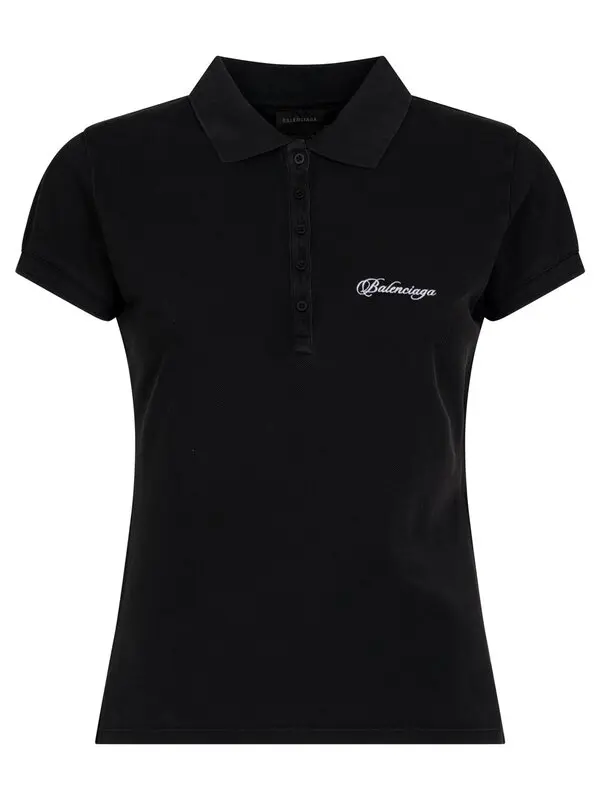 Balenciaga Fitted Polo Top - Black