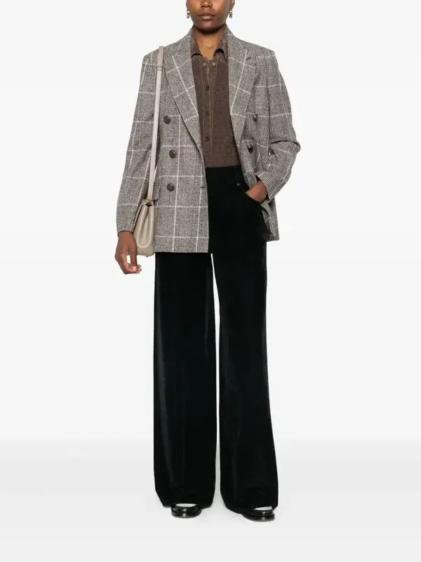 Brunello Cucinelli Prince Of Wales Double-breasted Blazer With Monili - Brown