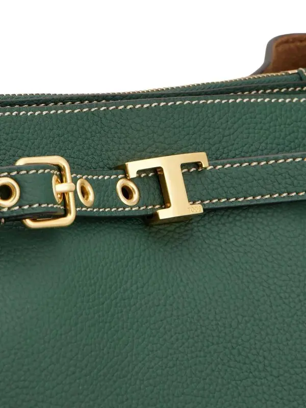 TOD'S Leather Mini Handbag With T-timeless Accessory And Detachable Strap - Green