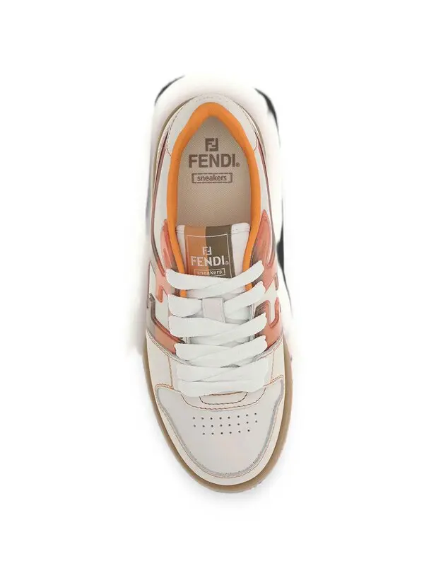 Fendi Match Vitello Leather Sneakers - White