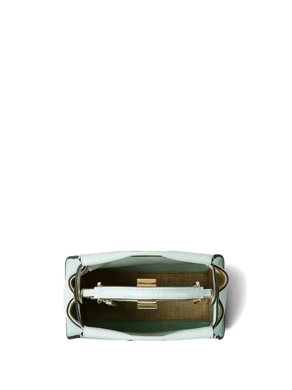 Fendi Mini Peekaboo Raffia-effect And Sellier Leather Bag - Green