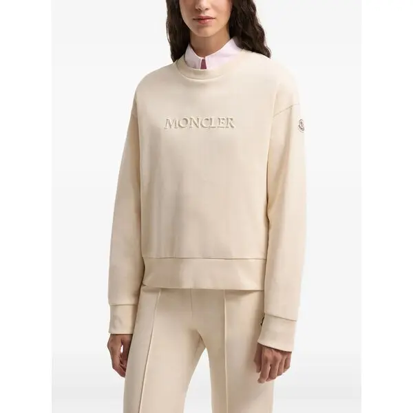 Moncler Embroidered Logo Sweatshirt - Cream