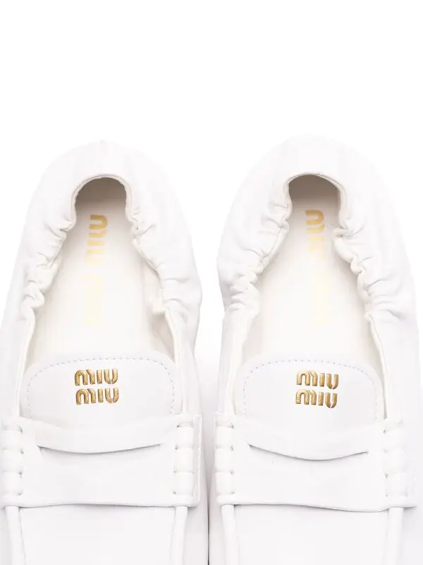 Miu Miu Ruches Nappa Leather Loafers