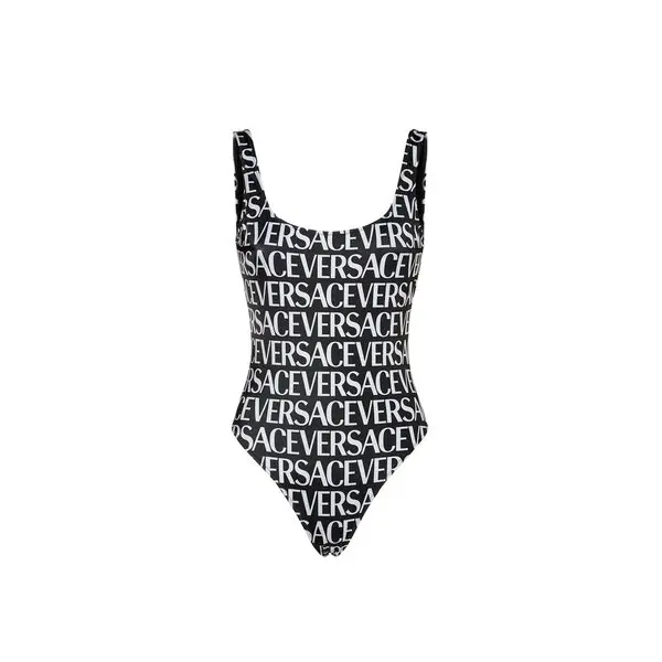 Versace All-over Logo One-piece Swimsuit - Black