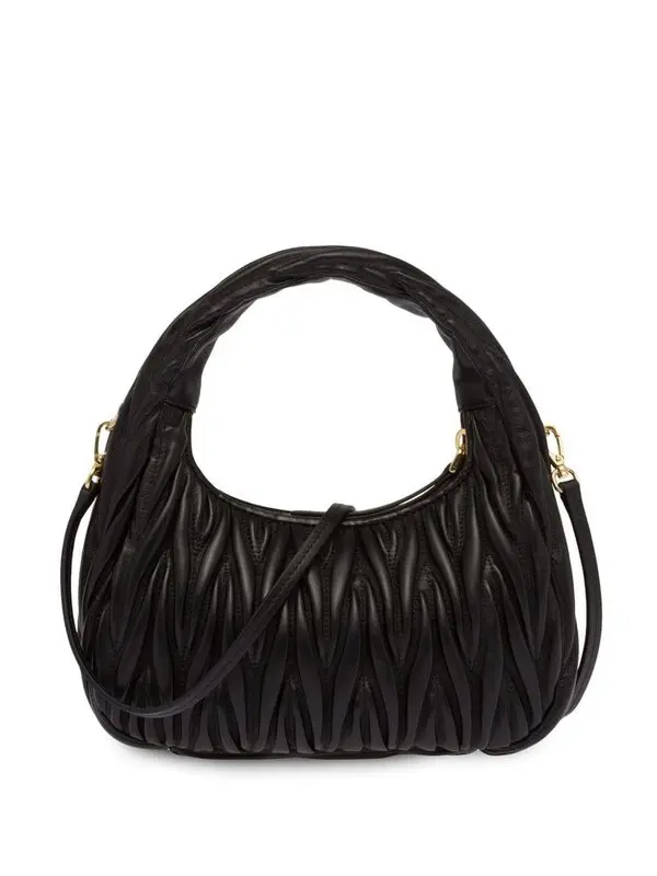Miu Miu Wander Matelassé Nappa Leather Small Hobo Bag - Black