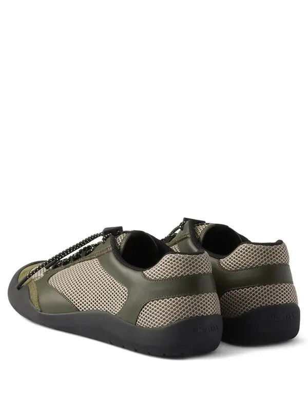 Prada Speedrock Leather And Mesh Fabric Sneakers - Green