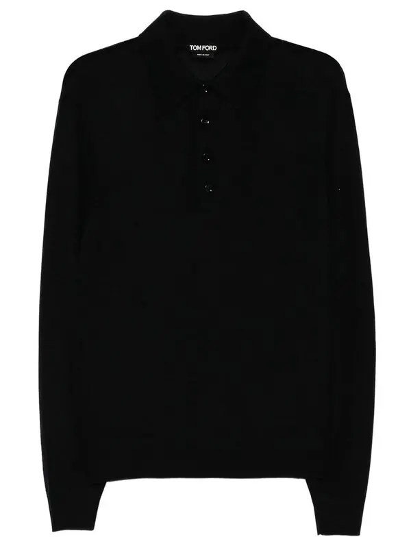 TOM FORD Wool Knitted Polo - Black