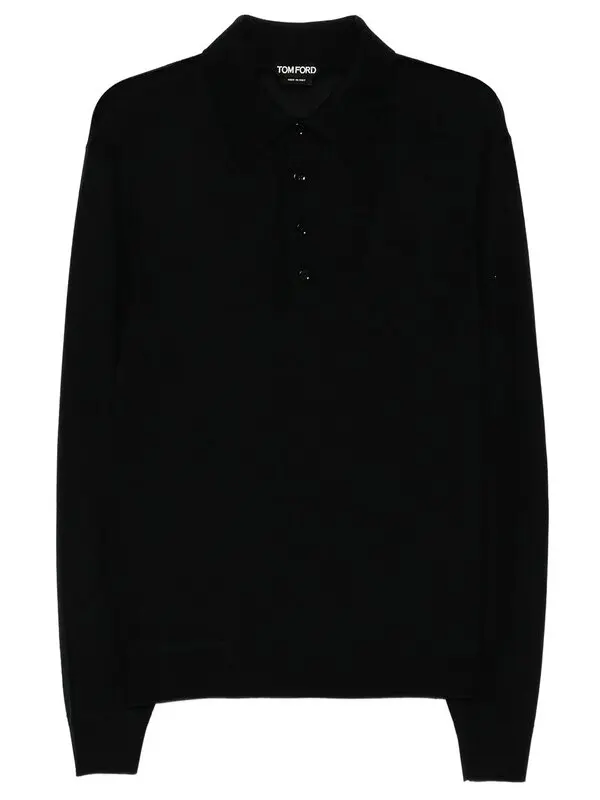 TOM FORD Wool Knitted Polo - Black