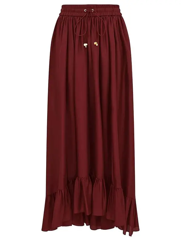 Zimmermann Aster Silk Maxi Skirt - Red
